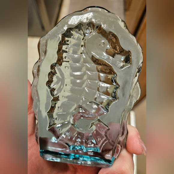 Source Unknown | Accents | Vintage Blue Tint Glass Seahorse Home Decor ...